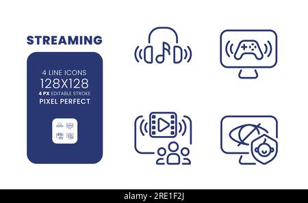 Streaming linear desktop icons set Stock Vector Image & Art - Alamy