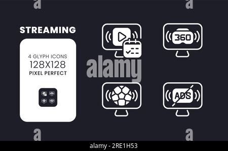 Streaming white solid desktop icons set Stock Vector Image & Art - Alamy
