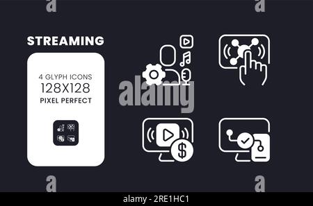 Streaming white solid desktop icons set Stock Vector Image & Art - Alamy