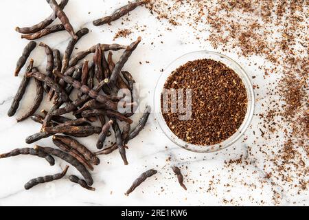 Ground black pepper detail close up Stock Photo - Alamy