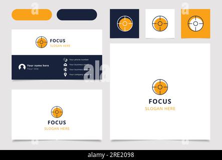 Focus logo design with editable slogan. Branding book and business card ...