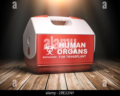 Human organ transport box isolated on white background. 3D illustration ...