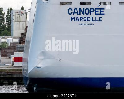 Caen, Normandy, France - July 24, 2023. Hybrid ship "Canopée" in the ...