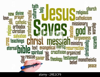 Jesus saves word cloud concept Stock Photo - Alamy