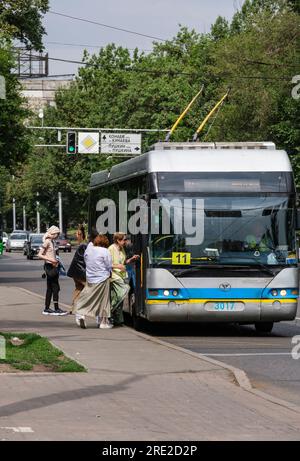 Kazakhstan, Almaty. Electric Bus Stock Photo - Alamy