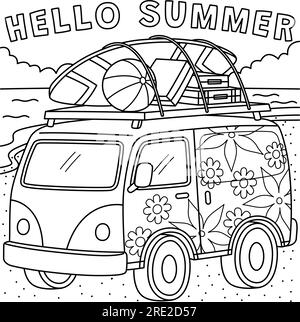 Hello Summer Coloring Page for Kids Stock Vector Image & Art - Alamy