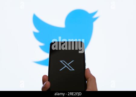 New Twitter X logo. Twitter changed the logo of the application with X ...