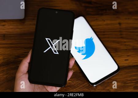 New Twitter X logo. Twitter changed the logo of the application with X ...