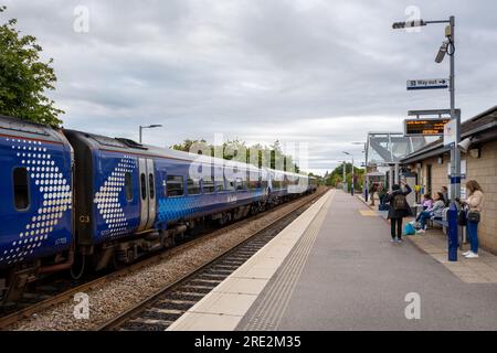 24 July 2023. Elgin,Moray,Scotland. This is Elgin Railway Station with ...
