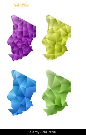 Chad network map. Abstract geometric map of the country. Digital ...