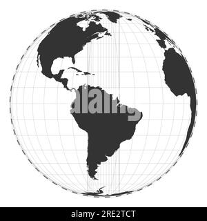 Vector world map. Orthographic projection. Plain world geographical map ...