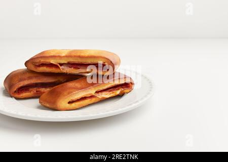 Lanche misto traditional portuguese sandwich with cheese and chorizo ...