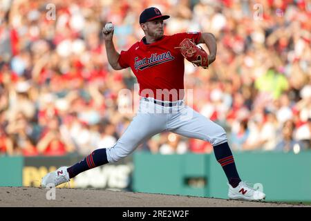 Cleveland Guardians starting pitcher Tanner Bibee delivers during the ...