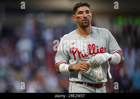 Philadelphia Phillies' Nick Castellanos (8) is out at second as St ...
