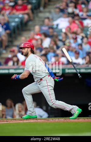Philadelphia Phillies' Bryce Harper watches his home run in the seventh ...