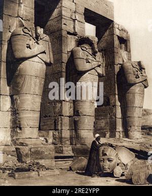 Temple of Ramesseum, Thebes, Egypt. Vintage Plan Map of Important ...