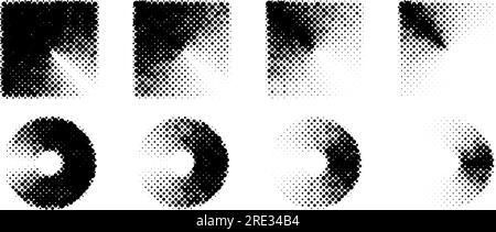 Pixelated radial gradient texture. Black and white bitmap dither ...
