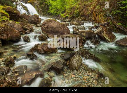 The waterfalls of Ritsons Force in the valley of Mosedale and the ...