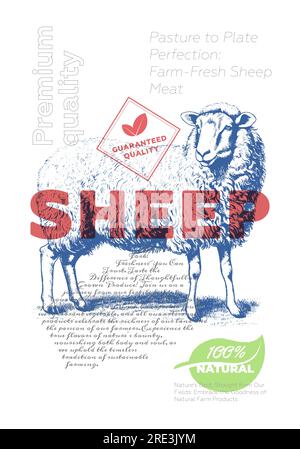 Lamb, sheep. Vintage typography, lettering, retro print Stock Vector ...