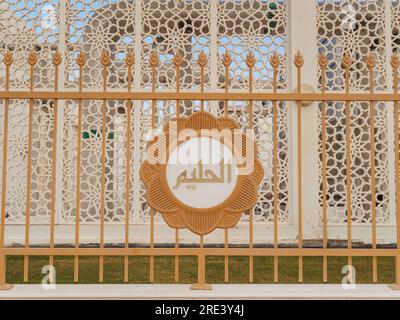 20 March 2023, Abu Dhabi, UAE: fence at the Sheikh Zayed Mosque, with ...
