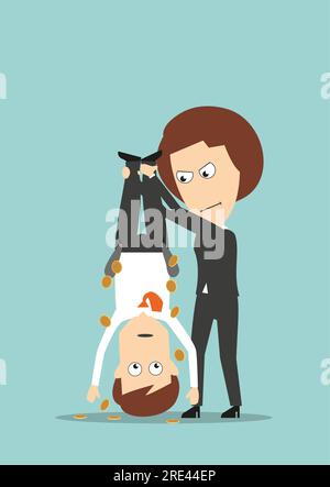 Cartoon of Businessman Shaking Out Money from his Client or Customer ...