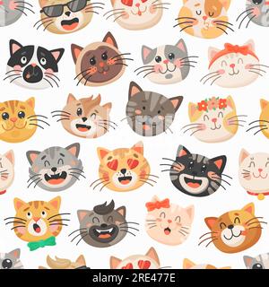 Cute kitten faces. Kawaii cats emoticons, emotional baby clipart ...