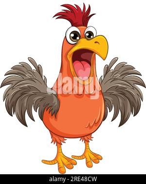 Cartoon illustration of a chicken freaking out, isolated on white ...
