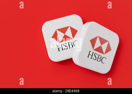 LONDON, UK - July 2023: HSBC bank company logo. 3D Rendering Stock ...