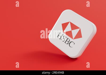LONDON, UK - July 2023: HSBC bank company logo. 3D Rendering Stock ...