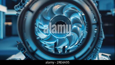 Advanced Futuristic Turbine Engine with a Moving Fan. Modern Industrial ...