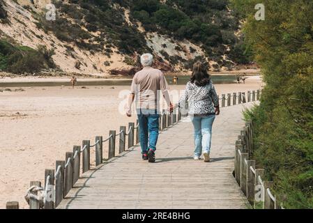 Pedestrian path next to the Sao Martinho do Porto beach, Portugal Stock ...