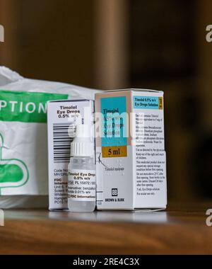 Prescription Timolol eye drops for treatment of high pressure inside ...