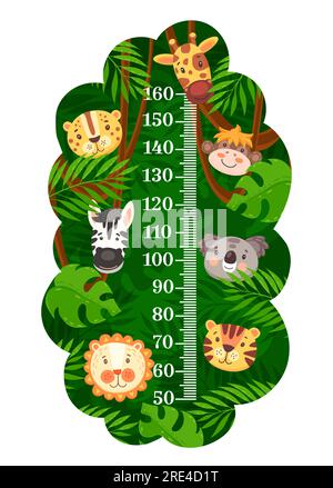 Kids height chart. Cartoon African giraffes. Children height ...