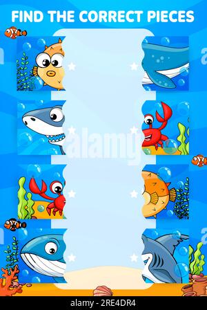 Matching game for kids with sea animals. Learning geometric shapes ...