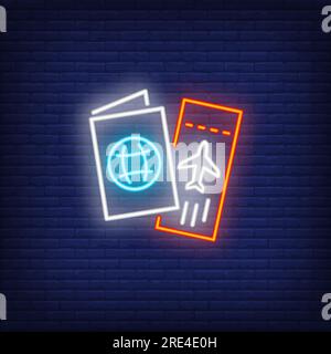 Passport and boarding pass neon sign Stock Vector Image & Art - Alamy
