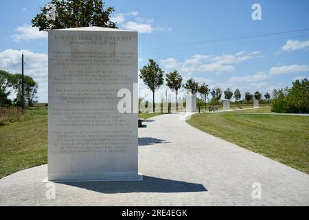 White Stone Information Tablets at the entrance to The British Normandy ...