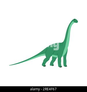Brontosaurus isolated cartoon tyrannosaurus with long neck. Vector ...