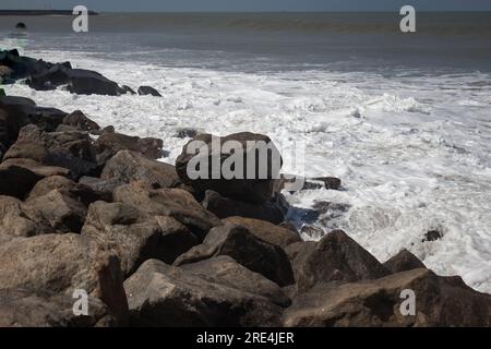 View of the Poompuhar Beach which is a natural and ancient beach ...
