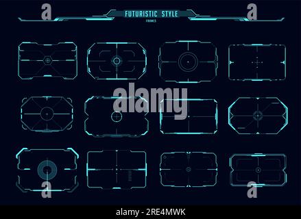 HUD aim control frames, ui or game interface. Vector futuristic digital ...