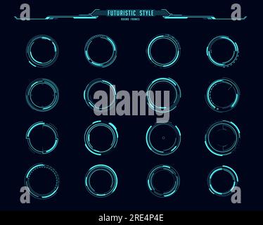 HUD target frames and aim control panel vector borders, Sci Fi game user interface or gui ...