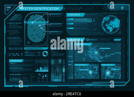 HUD face recognition biometric ID scan panel design. User facial ...