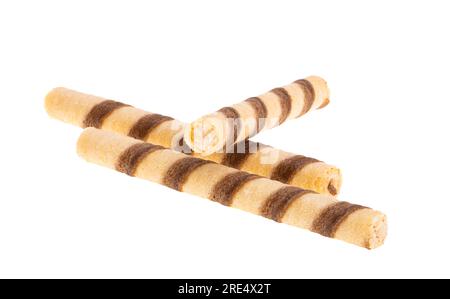 waffle rolls striped isolated on white background Stock Photo - Alamy