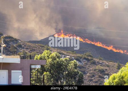Gennadi, Greece. 25th July, 2023. At noon, a new forest fire broke out ...