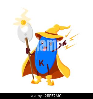 Cartoon potassium kalium mineral micronutrient warlock character ...