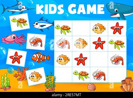 Sudoku game with ocean animals for children, easy level, education game ...