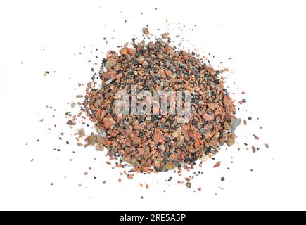 Pile of granite screenings. Isolated on white background Stock Photo ...