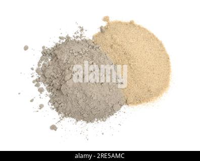 Heep of sand with cement isolated on white background Stock Photo - Alamy