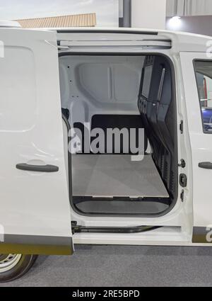 Open Sliding Door at White Delivery Van Transport Stock Photo - Alamy