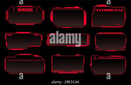 HUD danger and warning interface frames of futuristic cyber technology ...