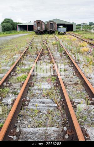Shed and old railway carriages at Hellifield,North Yorkshire, as seen ...